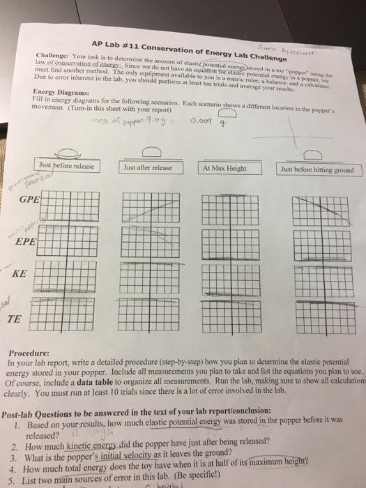 Solved AP Lab #11 Conservation of Energy Lab Challenge s to | Chegg.com