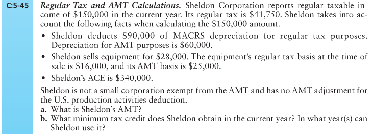 Solved Sheldon Corporation reports regular taxable income of | Chegg.com