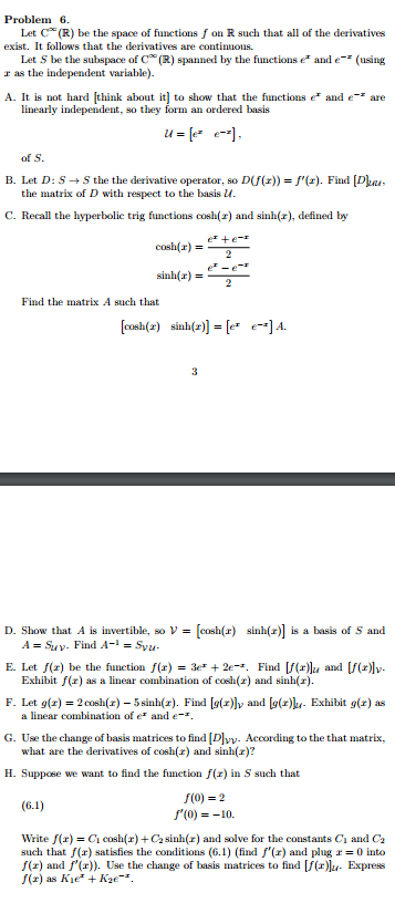 Solved Let C^infinity (R) be the space of functions f on R | Chegg.com