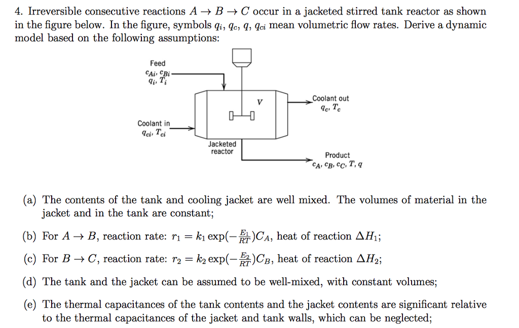 Solved 4. Irreversible consecutive reactions A → B → C occur | Chegg.com