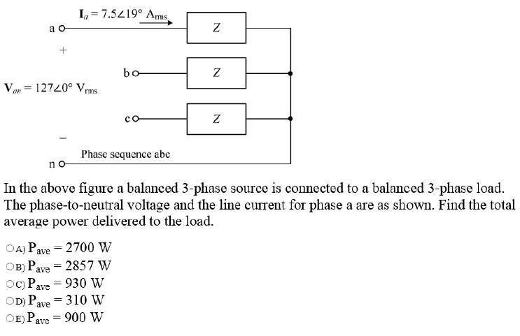 Solved In the above figure a balanced 3-phase source is | Chegg.com