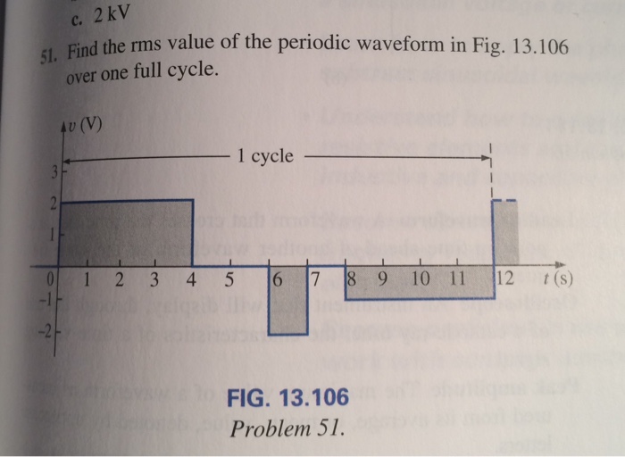 Solved 51. Find the rms value of the periodic waveform in | Chegg.com