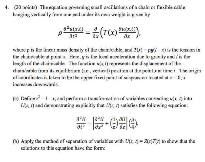 Solved (20 points) The equation governing small oscillations | Chegg.com