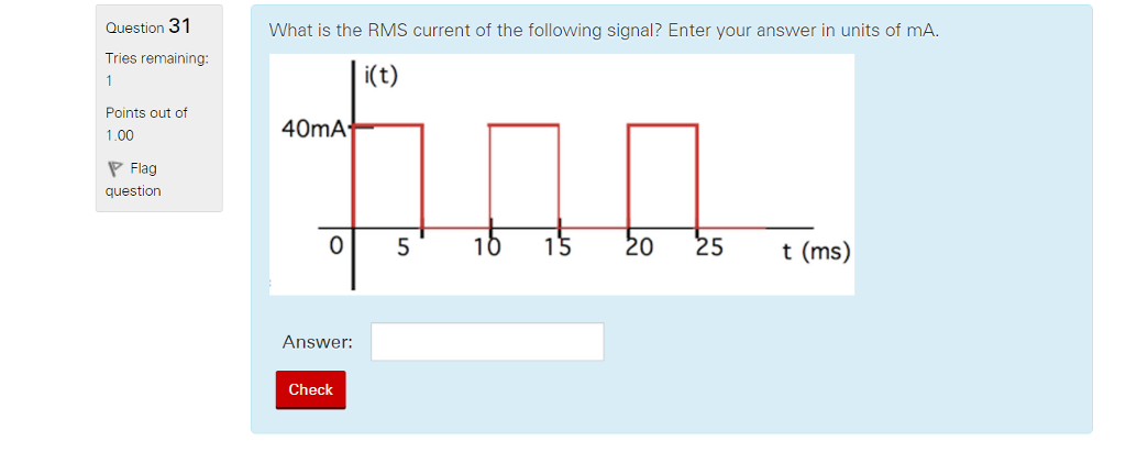 Solved What is the RMS current of the following signal? | Chegg.com