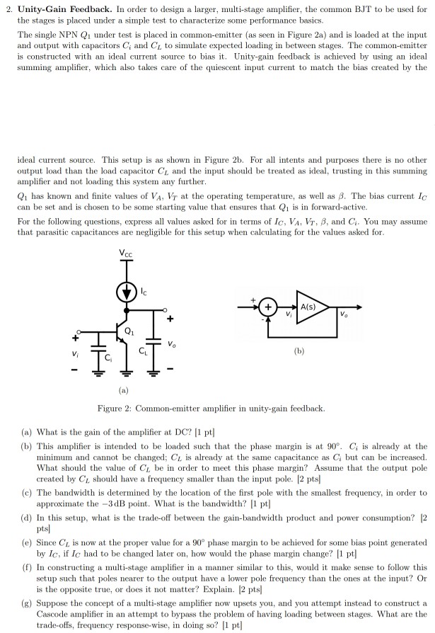 2. Unity-Gain Feedback. In order to design a larger, | Chegg.com