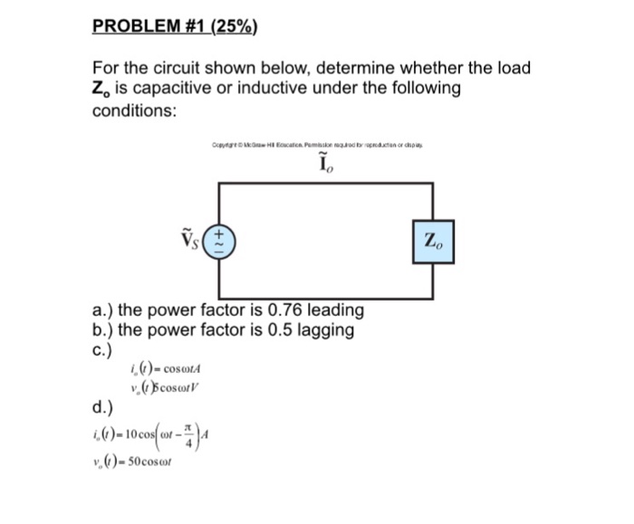 Solved PROBLEM #1(25%) For the circuit shown below, | Chegg.com