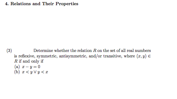 Solved 4. Relations and Their Properties Determine whether | Chegg.com