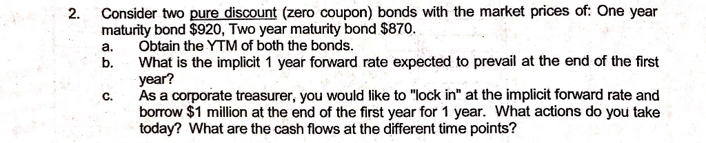 Solved Consider two pure discount (zero coupon) bonds with | Chegg.com