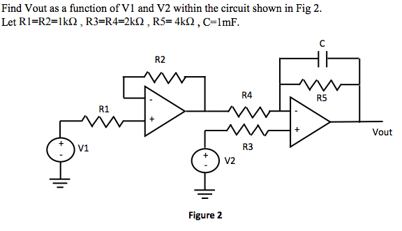 Solved Find Vout as a function of VI and V2 within the | Chegg.com