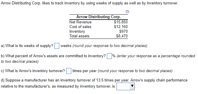 Solved Arrow Distributing Corp. likes to track inventory by | Chegg.com