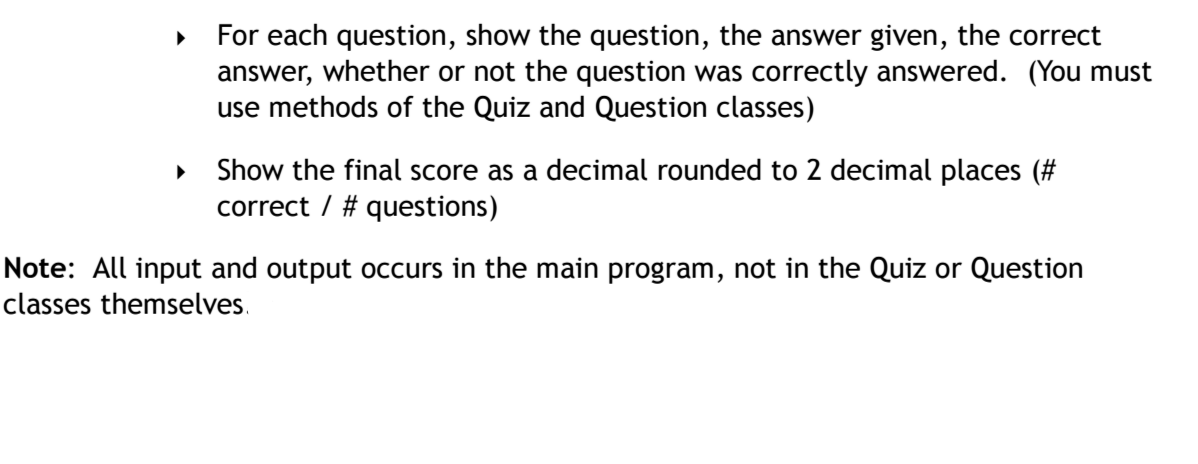 Solved 1. Create a Question class. A Question object: . | Chegg.com
