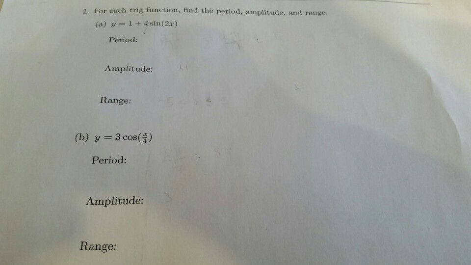 Solved 1. For each trig function, find the period, | Chegg.com