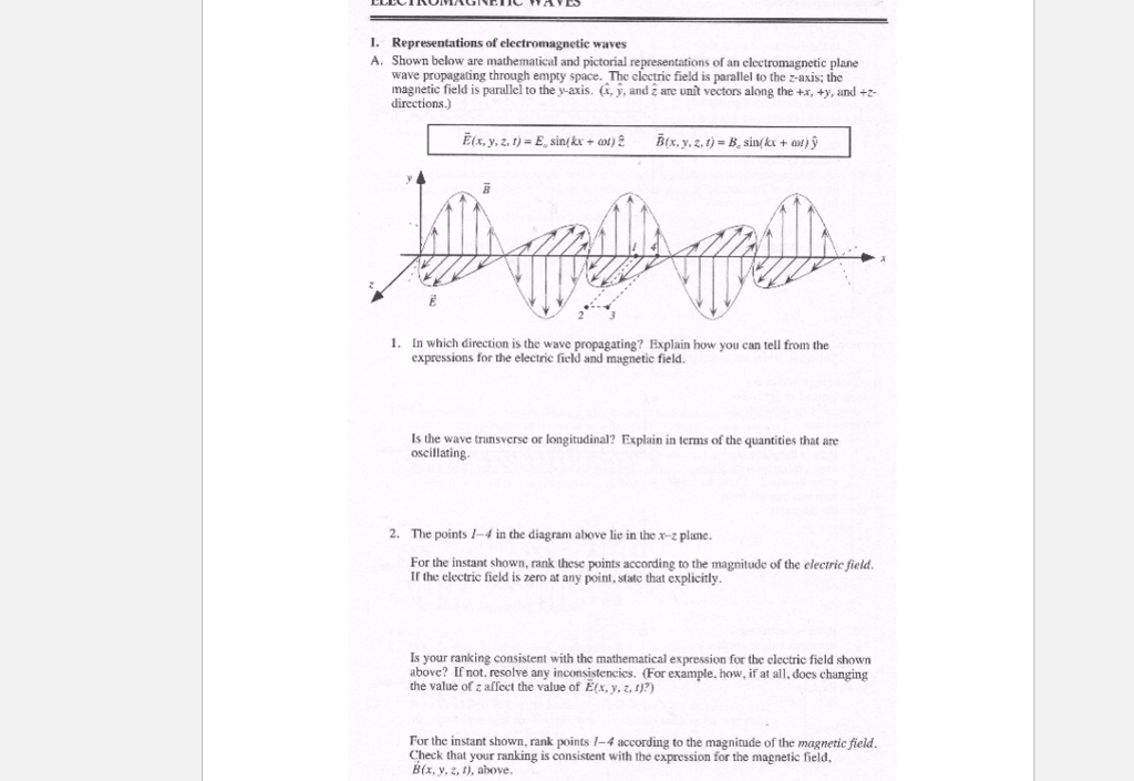 Solved I. Representations of electromagnetic waves A. Shown | Chegg.com Solved I. Representations of electromagnetic waves A. Shown | Chegg.com