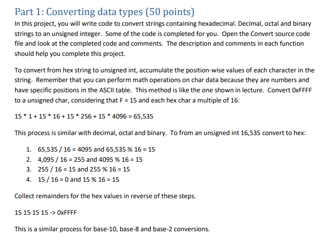 Solved Part 1 Converting Data Types 50 Points In This