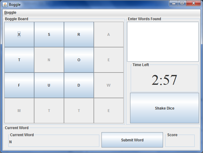 Solved Boggle Boggle Boggle Board Enter WNords Found 0 Time | Chegg.com