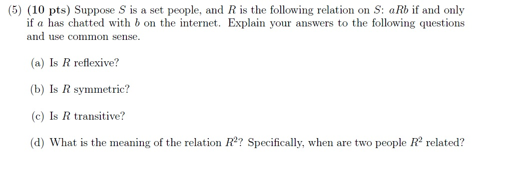 Solved Suppose S is a set people, and R is the following | Chegg.com