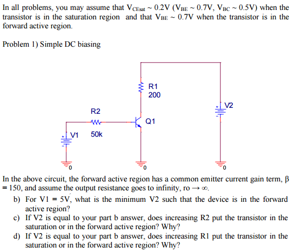 Solved In all problems, you may assume that VCEsat ~ 0.2V | Chegg.com