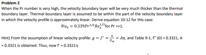 Solved Problem 2 When the Pr number is very high, the | Chegg.com