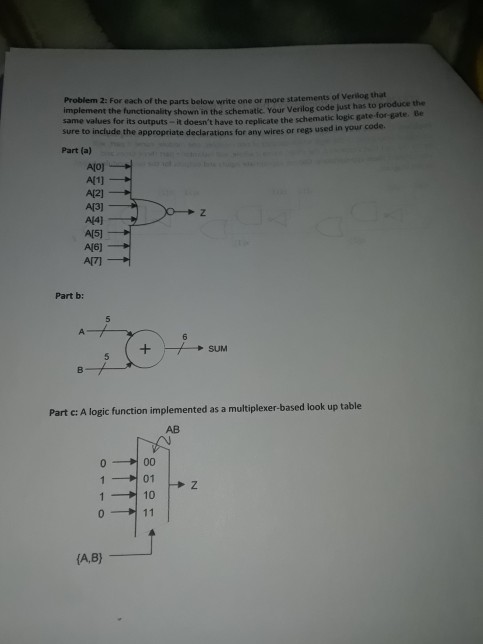 Solved Problem 2: For each of the parts below write one or | Chegg.com