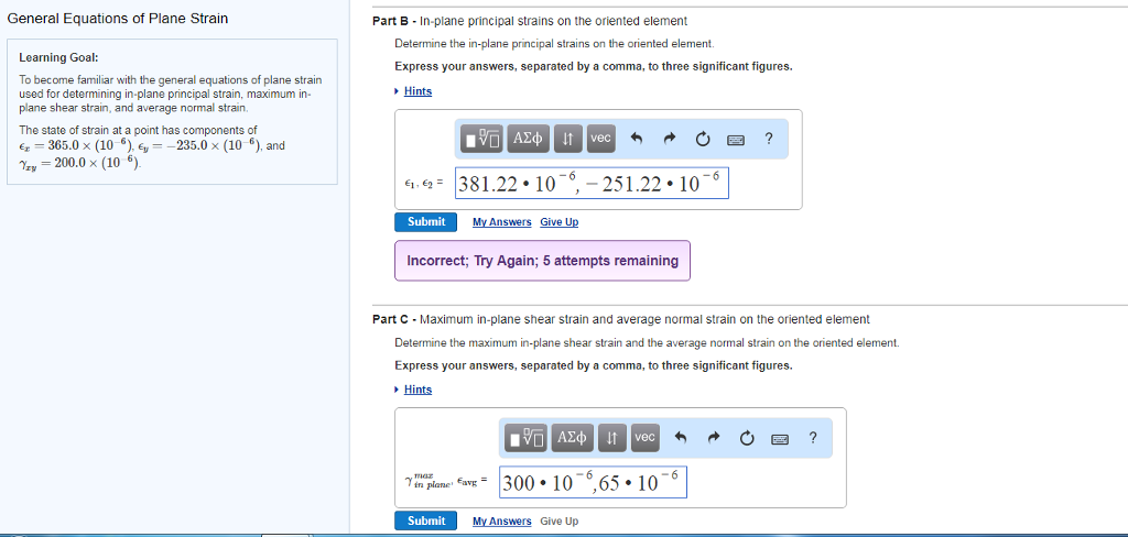 Solved General Equations of Plane Strain Part B -In-plane | Chegg.com