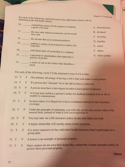 Solved For each of the following, match the term in the | Chegg.com
