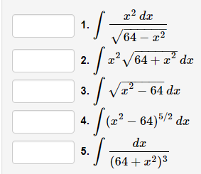 Solved For each of the indefinite integrals below, choose | Chegg.com