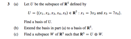 Solved (a) Let U be the subspace of R^5 defined by U = | Chegg.com