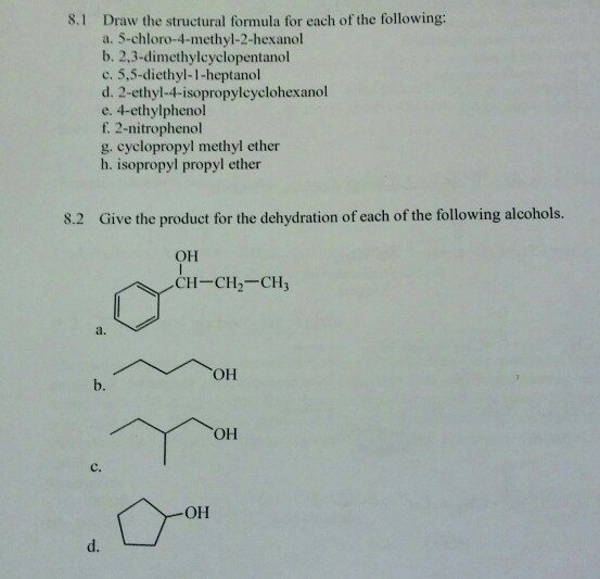 Solved Draw the structural formula for each of the | Chegg.com