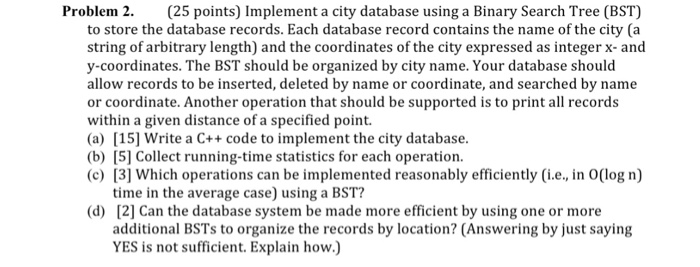 Solved Implement A City Database Using A Binary Search Tree 6102