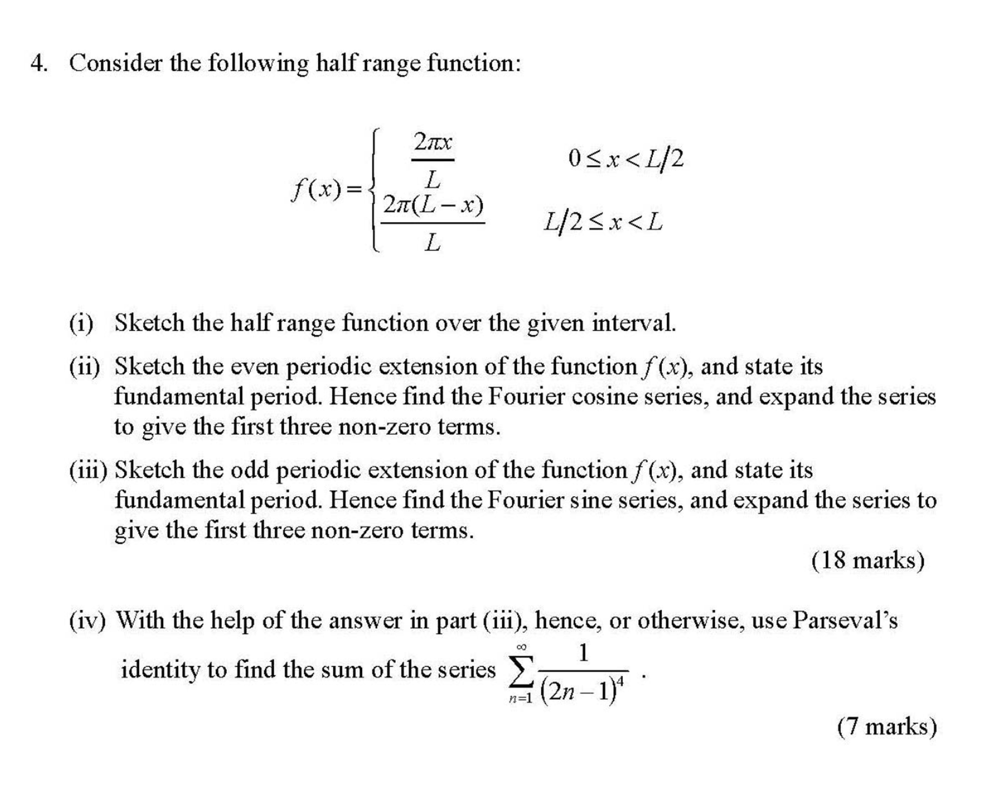 Solved Consider die following half range function: f(x) = | Chegg.com