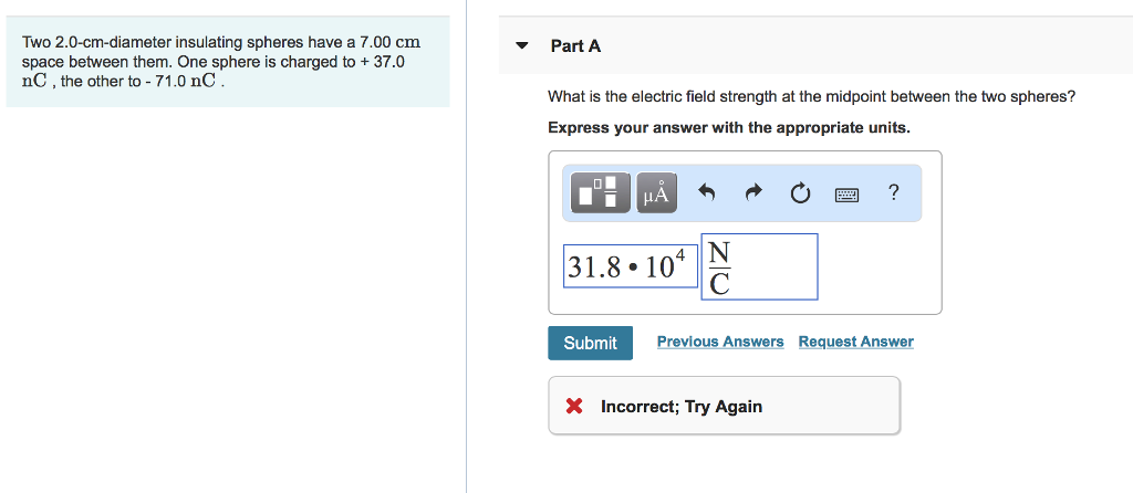 Solved Two 2.0-cm-diameter insulating spheres have a 7.00 cm | Chegg.com
