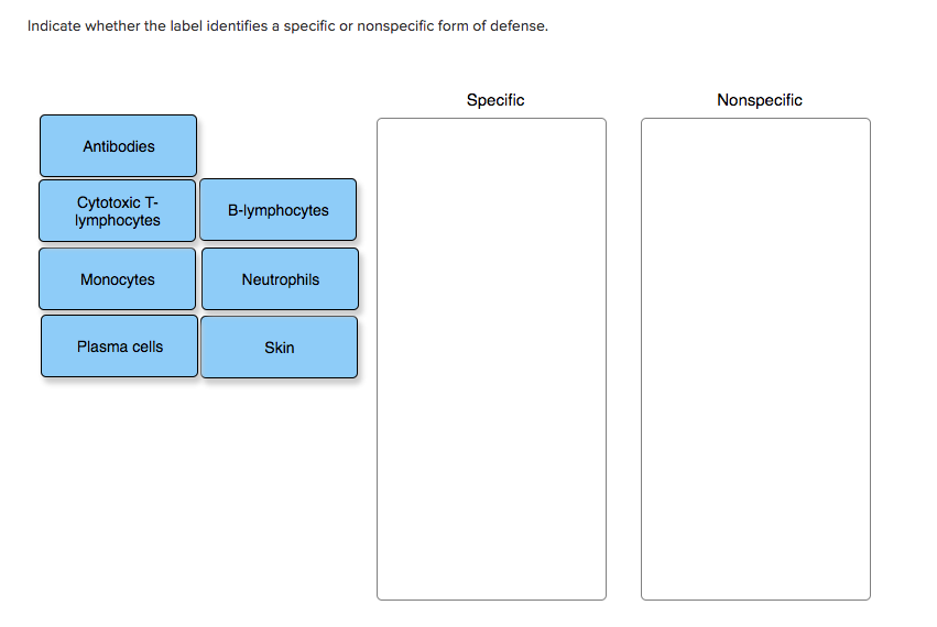 Solved Indicate whether the label identifies a specific or | Chegg.com
