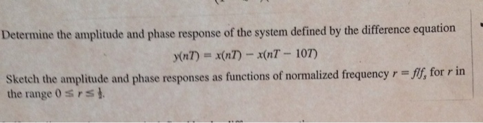 Solved Determine the amplitude and phase response of the | Chegg.com
