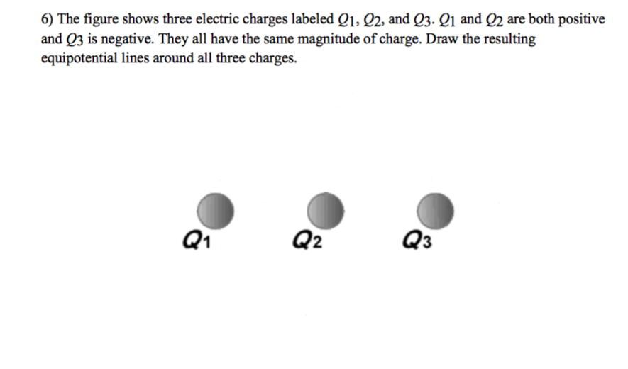 Solved The figure shows three electric charges labeled Q_1, | Chegg.com
