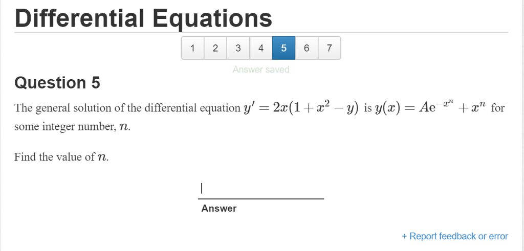 Solved Differential Equations Answer saved Question 5 The | Chegg.com