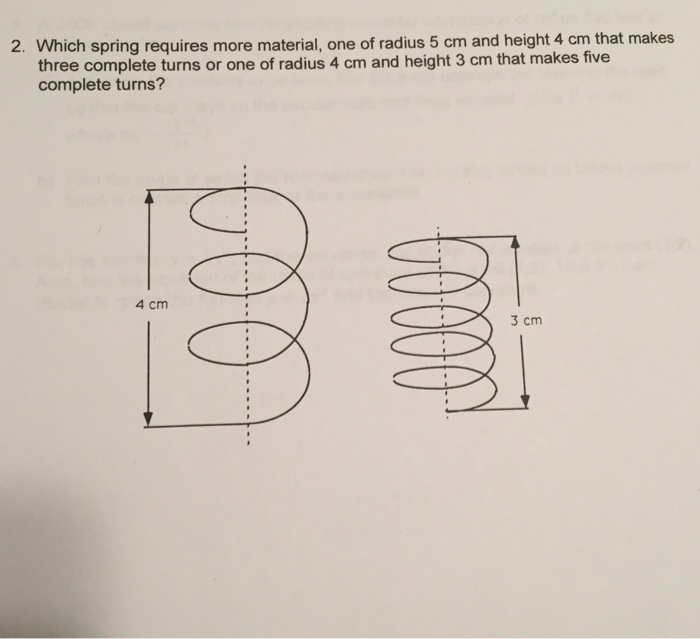 Solved Which spring requires more material, one of radius | Chegg.com