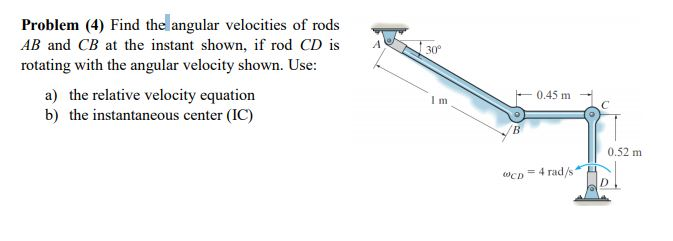 Solved Problem (4) Find the angular velocities of rods AB | Chegg.com
