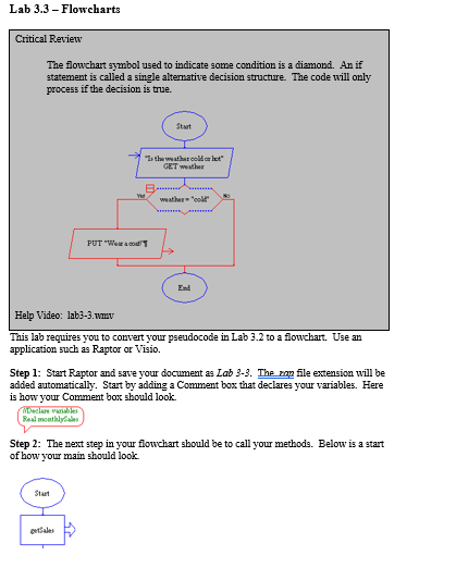 Lab 3.3 -Flowcharts Critical Review The flowchart | Chegg.com