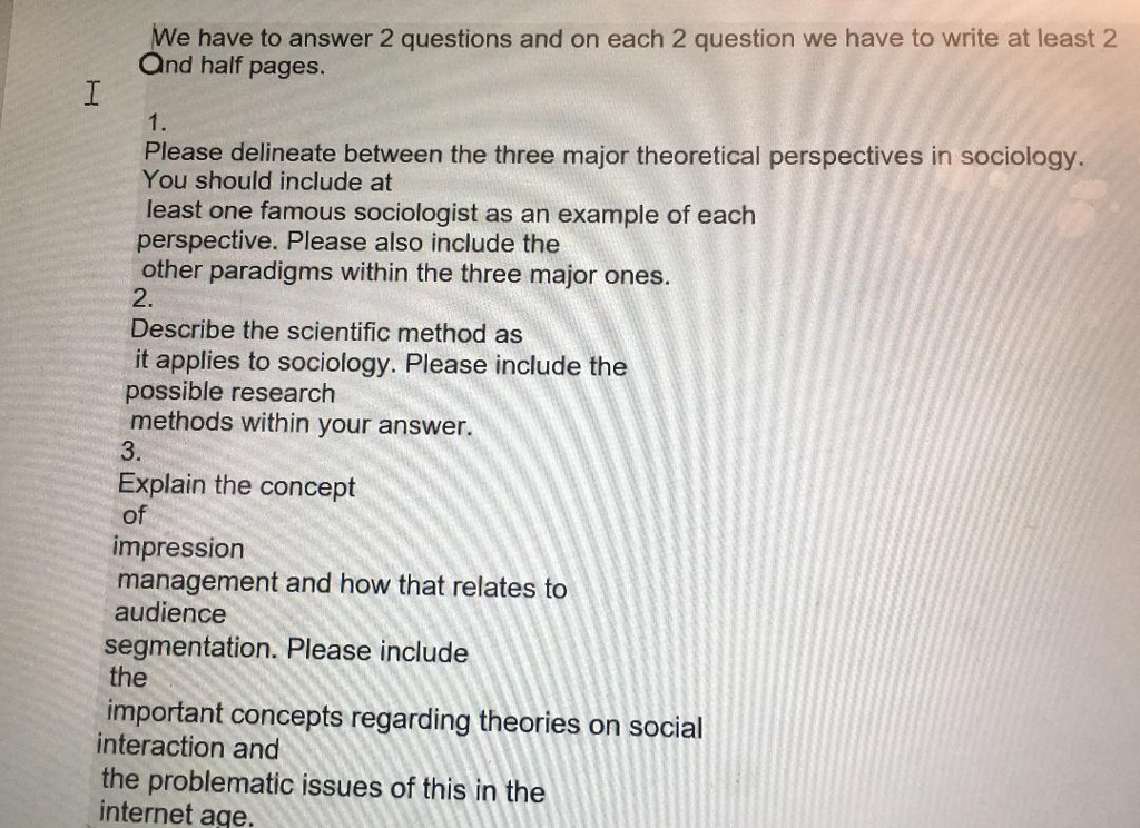 We have to answer 2 questions and on each 2 question | Chegg.com