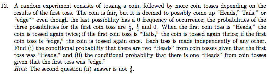 Solved A random experiment consists of tossing a coin, | Chegg.com
