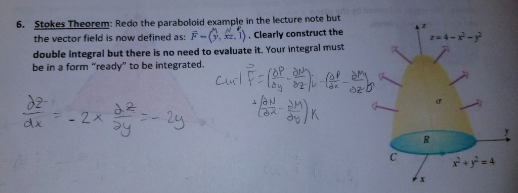 Solved Stokes Theorem: Redo the paraboloid example in the | Chegg.com