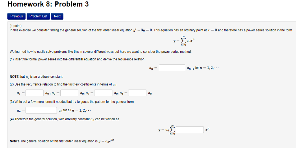 Solved Homework 8: Problem 3 Previous Problem List Next (1 | Chegg.com