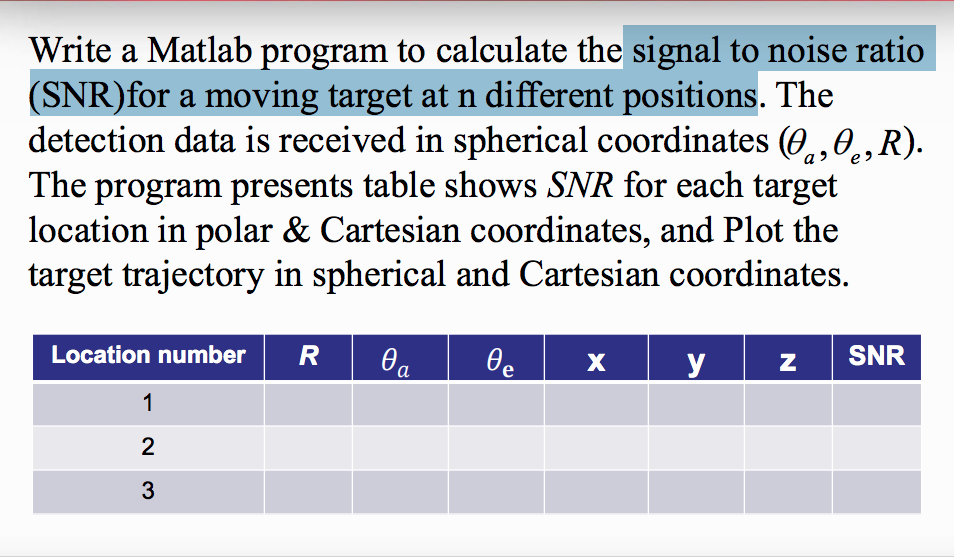 Write a Matlab program to calculate the signal to | Chegg.com