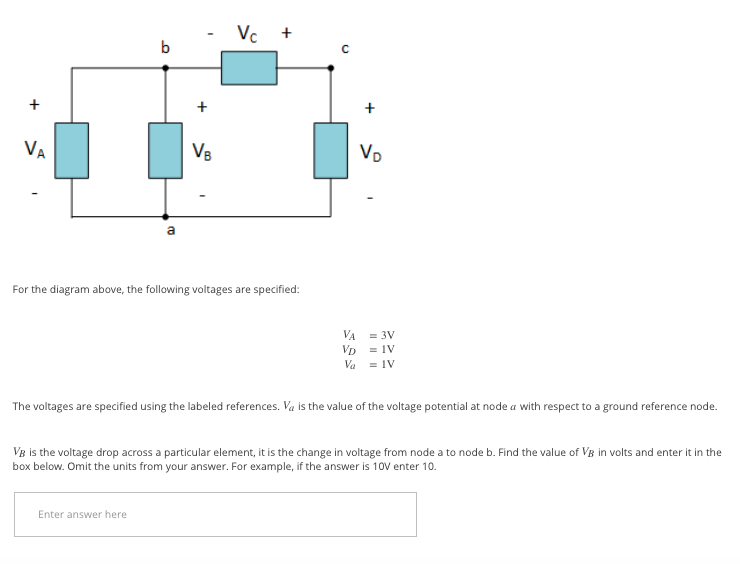 Solved Vc+ la VA Ve 0) For the diagram above, the following | Chegg.com