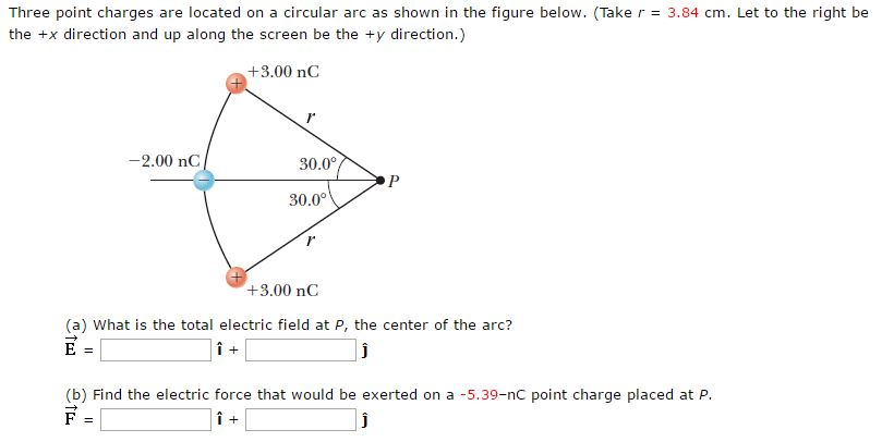 Solved Three point charges are located on a circular arc as | Chegg.com