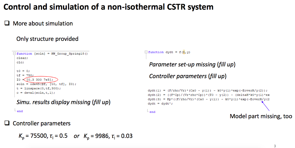 Control and simulation of a non-isothermal CSTR | Chegg.com