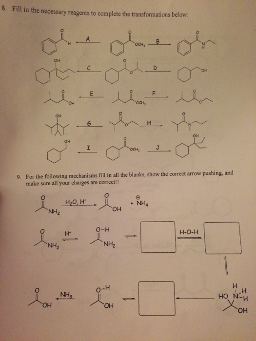 Solved Fill the necessary reagents to complete the | Chegg.com