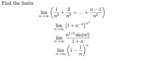 Solved Find the limits lim n rightarrow (1/n^2 + 2/n^2+...+ | Chegg.com