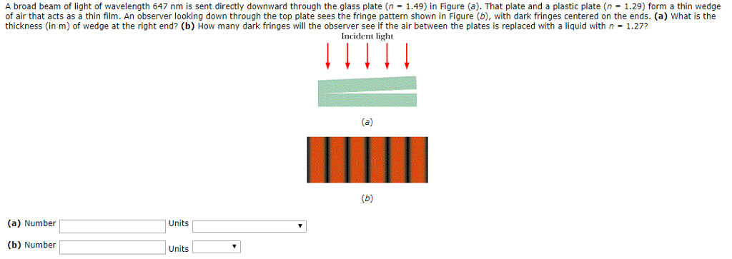 Solved A broad beam of light of wavelength 647 nm is sent | Chegg.com