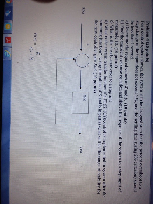 Solved For a control system shown, the system is to be | Chegg.com